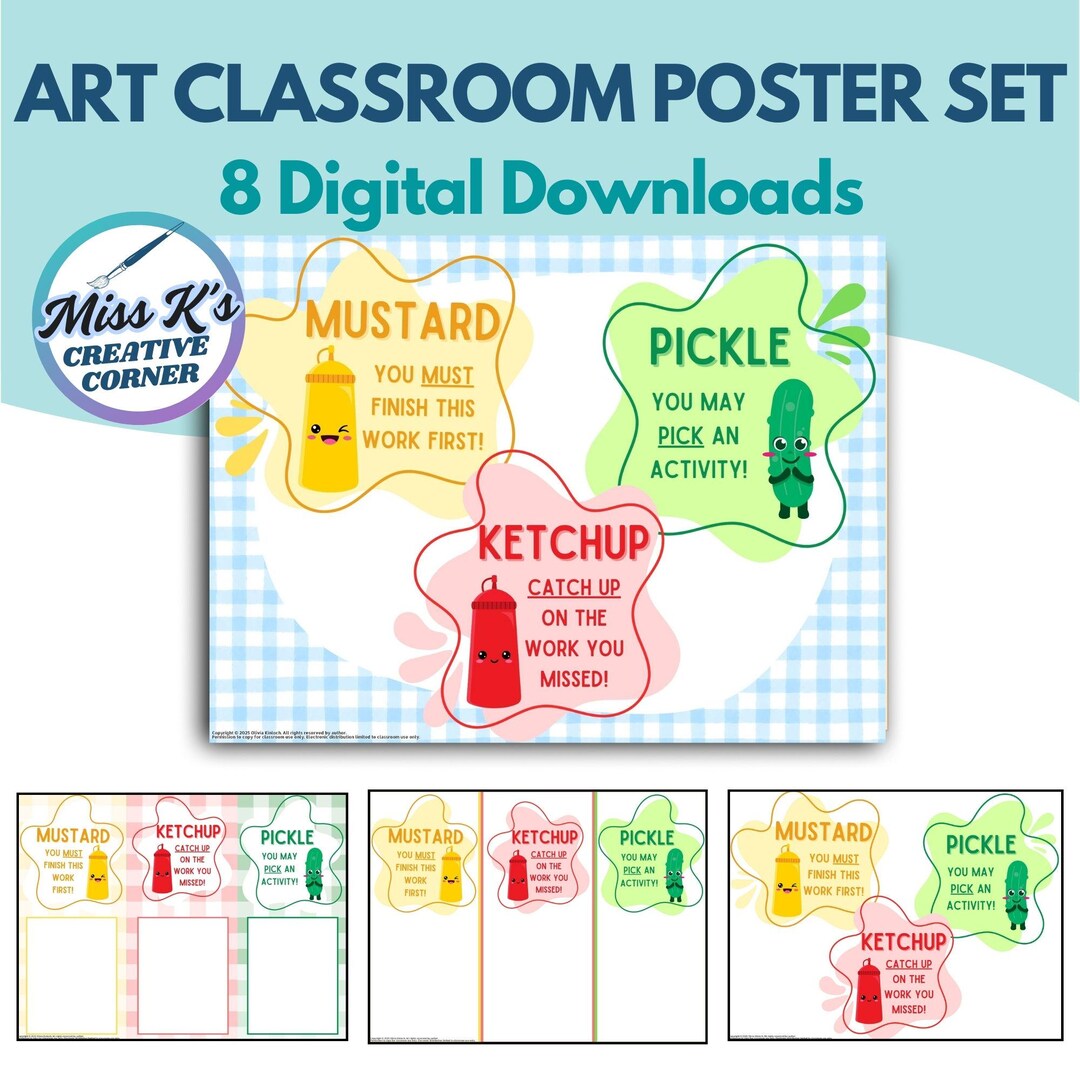 Early Finisher Charts and Posters: Ketchup Pickle Mustard *digital ...
