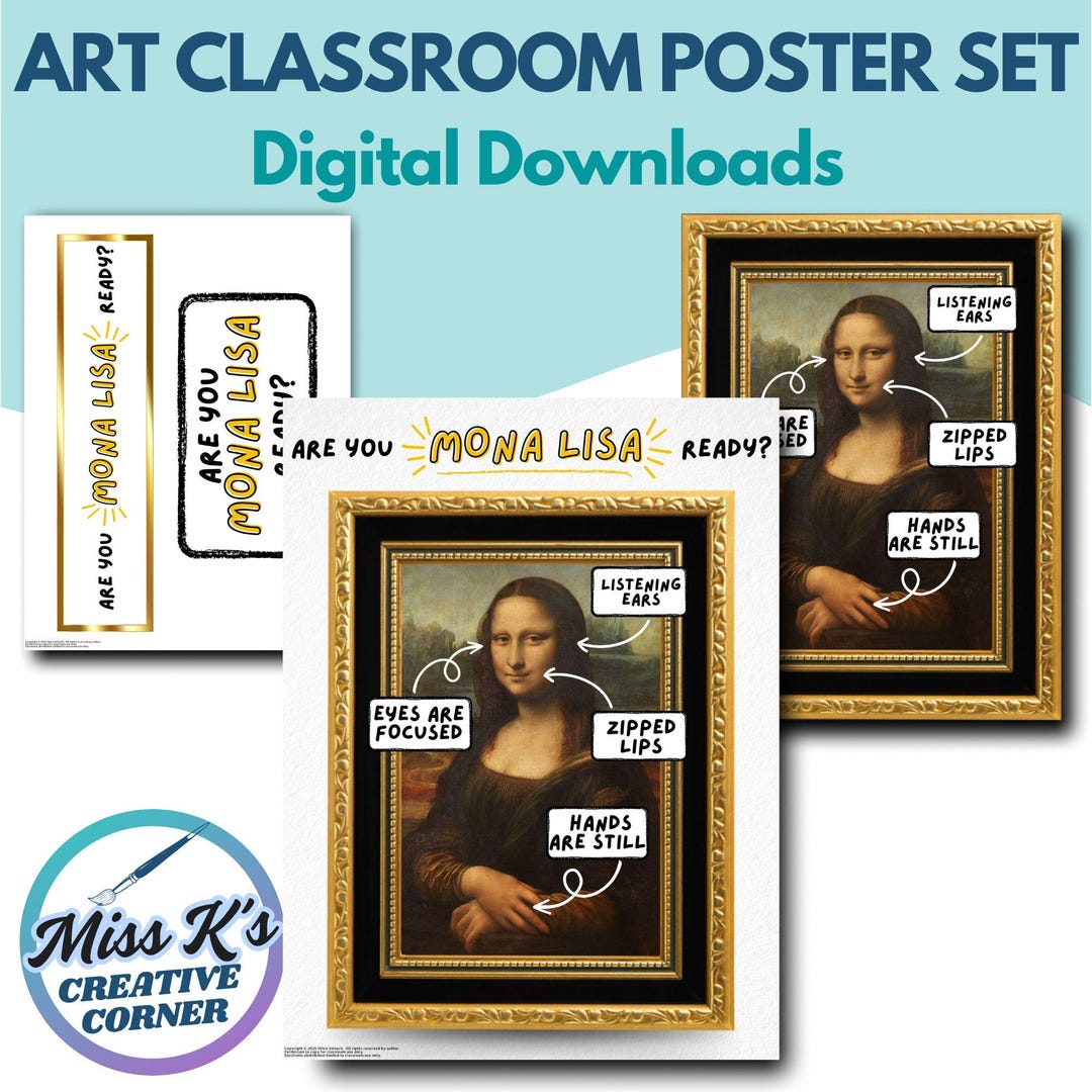 Art Classroom Poster Set "are You Mona Lisa Ready?" - Etsy