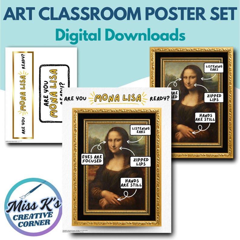 Art Classroom Poster Set "are You Mona Lisa Ready?" - Etsy
