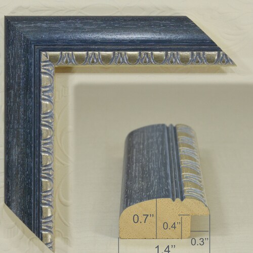 Blue-gray Picture Frame With Silver 1.4 Wide - Etsy