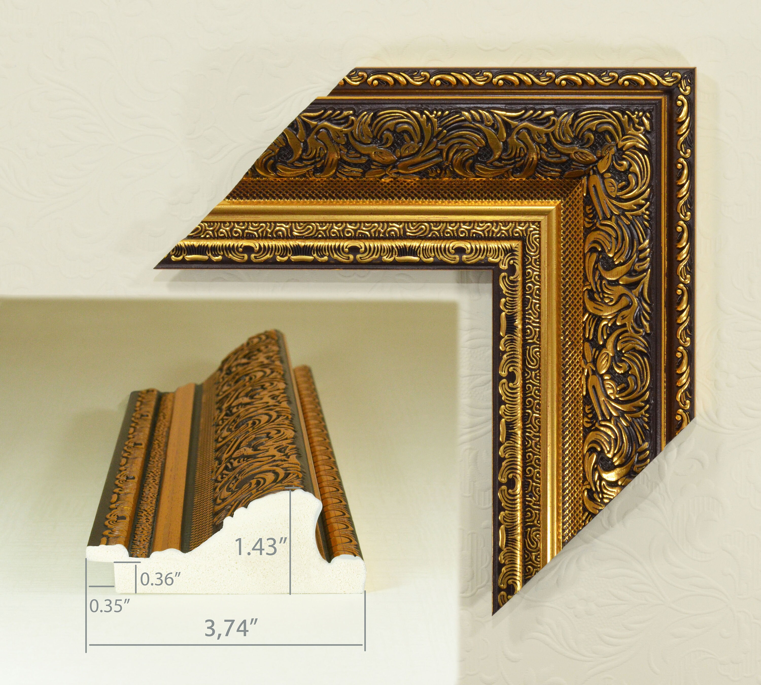 Gold Frame for Canvas Mirror Handicrafts 3.74 Inches Wide | Etsy