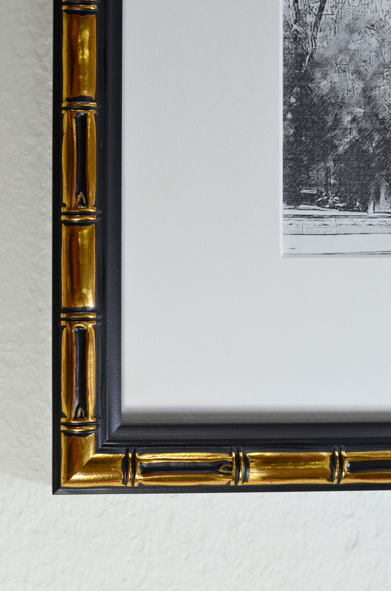 Gold Bamboo on Black. Frame With Mat. Polystyrene Frame. - Etsy