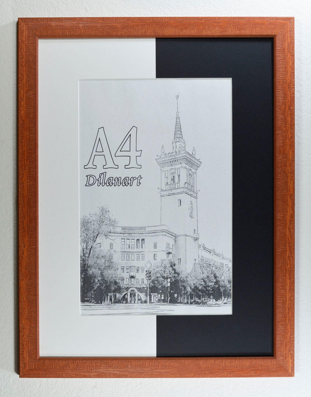 Wood Rustic Frame With MAT for Photo, Poster, Watercolors, Paintings ...