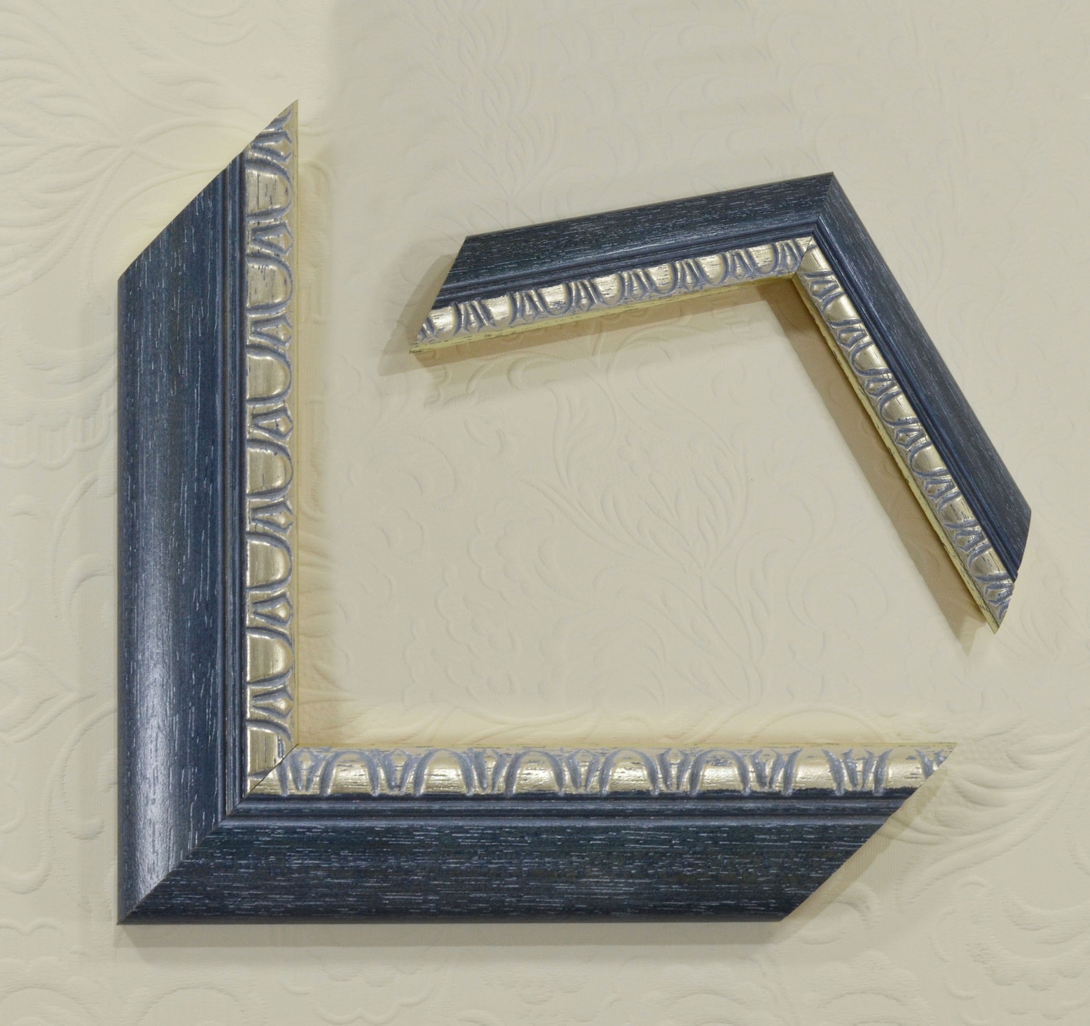 Blue-gray Picture Frame With Silver 1.4 Wide - Etsy