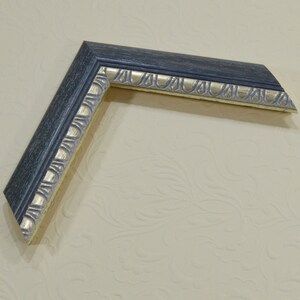 Blue-gray Picture Frame With Silver 1.4" Wide - Etsy