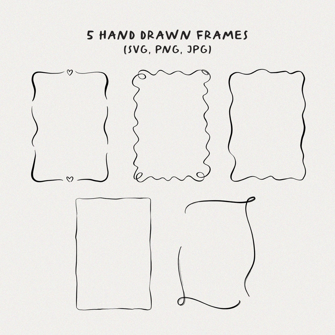 Hand Drawn Wavy Squiggle Borders and Frames, SVG, PNG and JPG Wedding ...