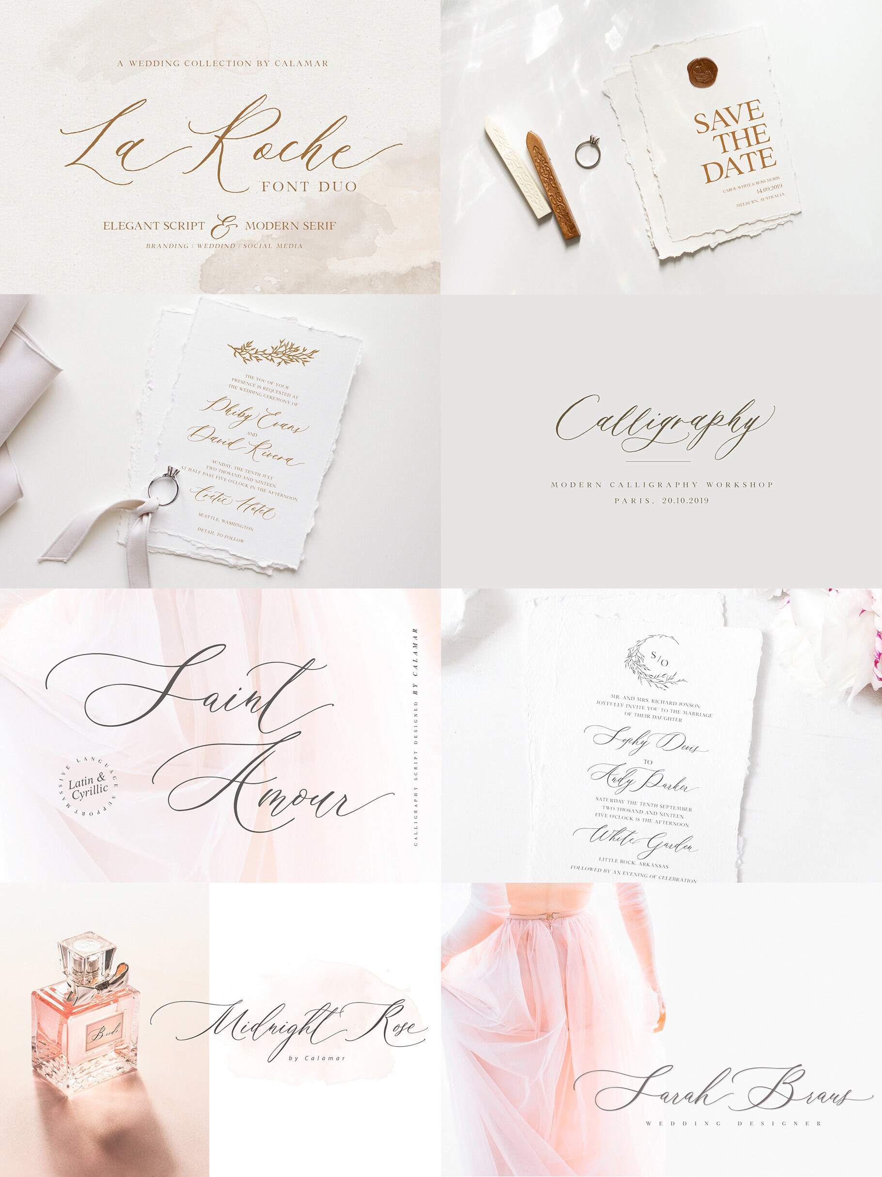 Wedding Calligraphy Font Bundle, Handwritten Script Fonts - Etsy