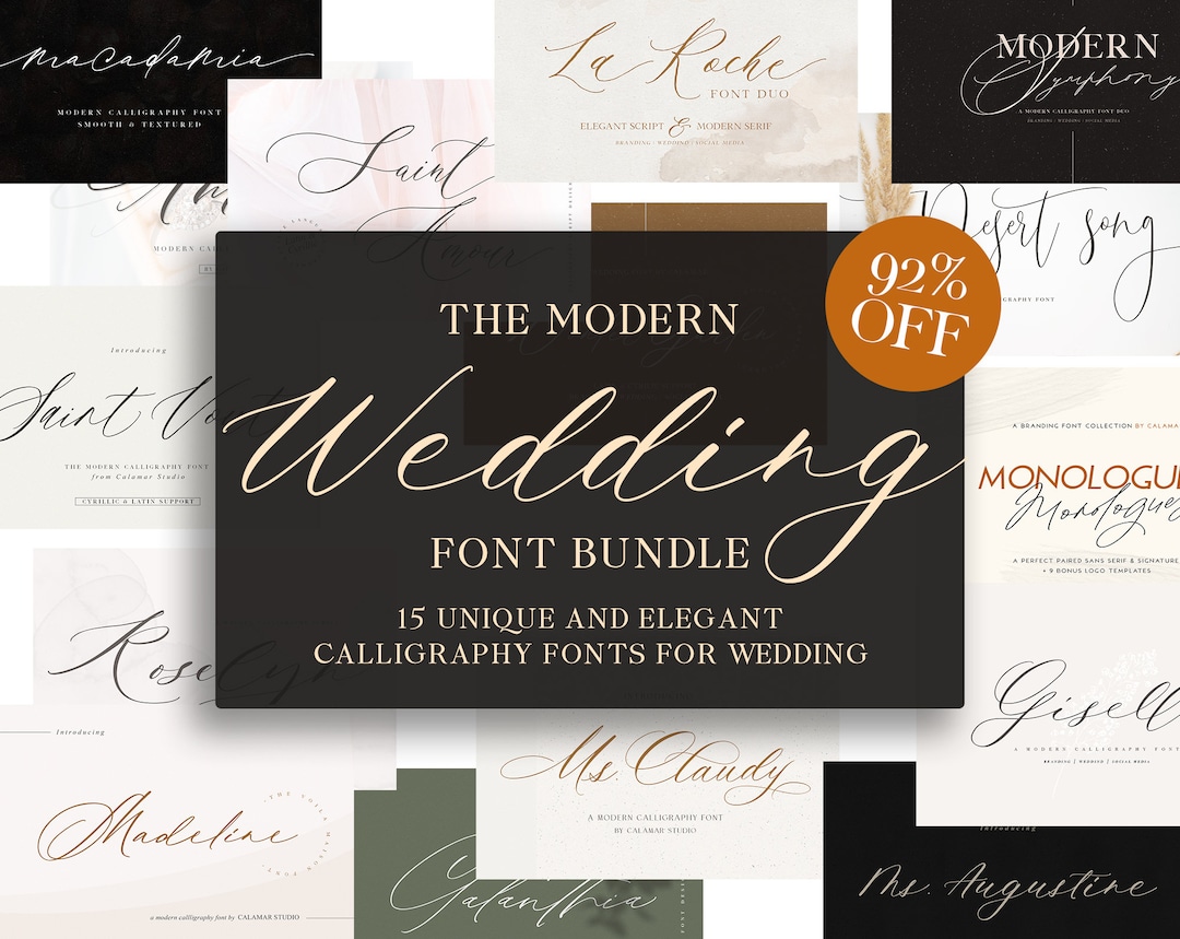 Wedding Calligraphy Font Bundle, Handwritten Script Fonts - Etsy