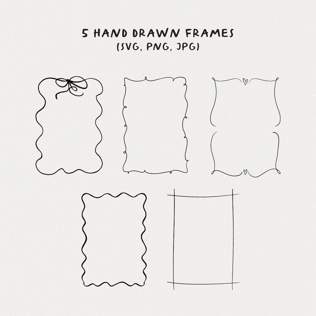 Hand Drawn SVG Digital Frames for Wedding Invitations, Digital Frames ...