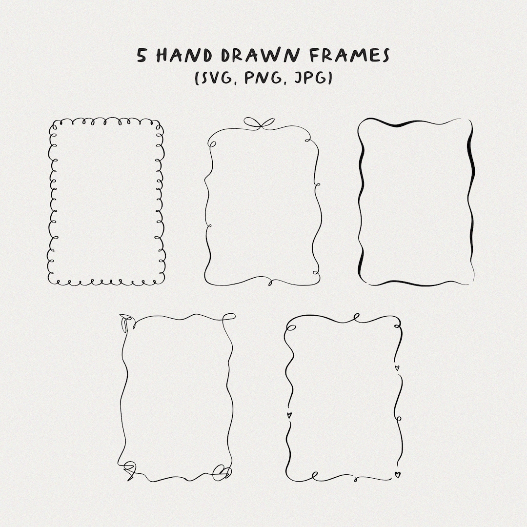 Hand Drawn Wavy Borders: SVG, PNG, JPG Frames for Invitations - Etsy
