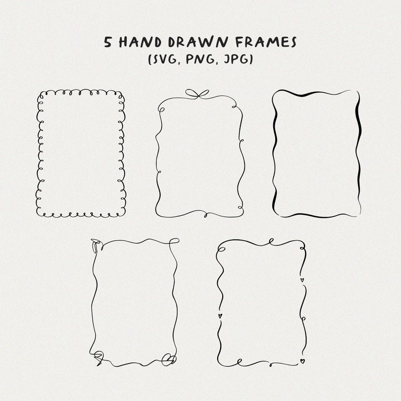 Hand Drawn Wavy Borders: SVG, PNG, JPG Frames for Invitations - Etsy