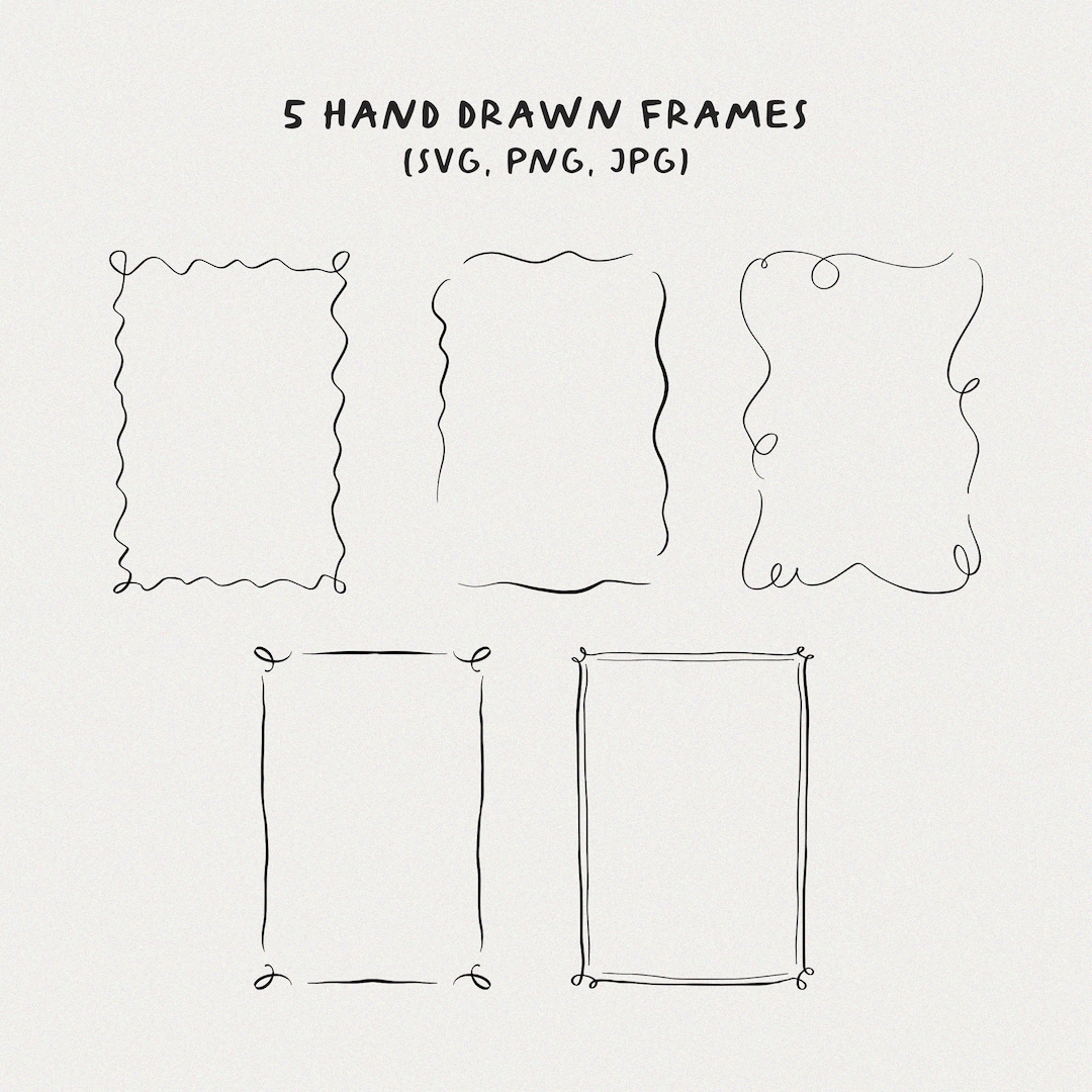 Hand Drawn Wavy Borders: Squiggle Frames SVG, PNG, JPG (digital Download) - Etsy