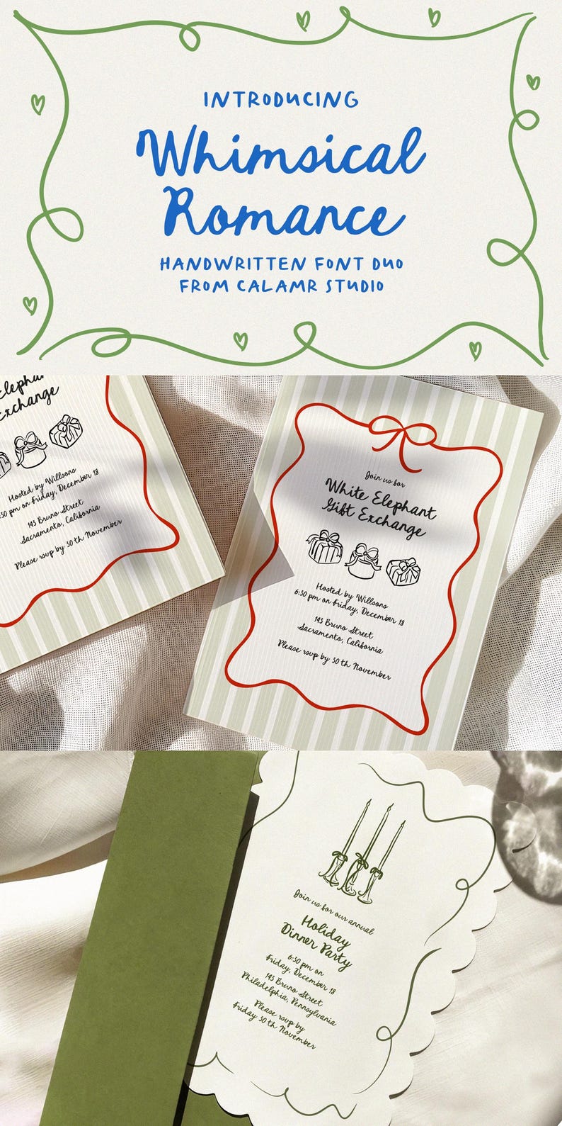Christmas Font Bundle With a Handwritten Fonts, Vintage Script Fonts ...