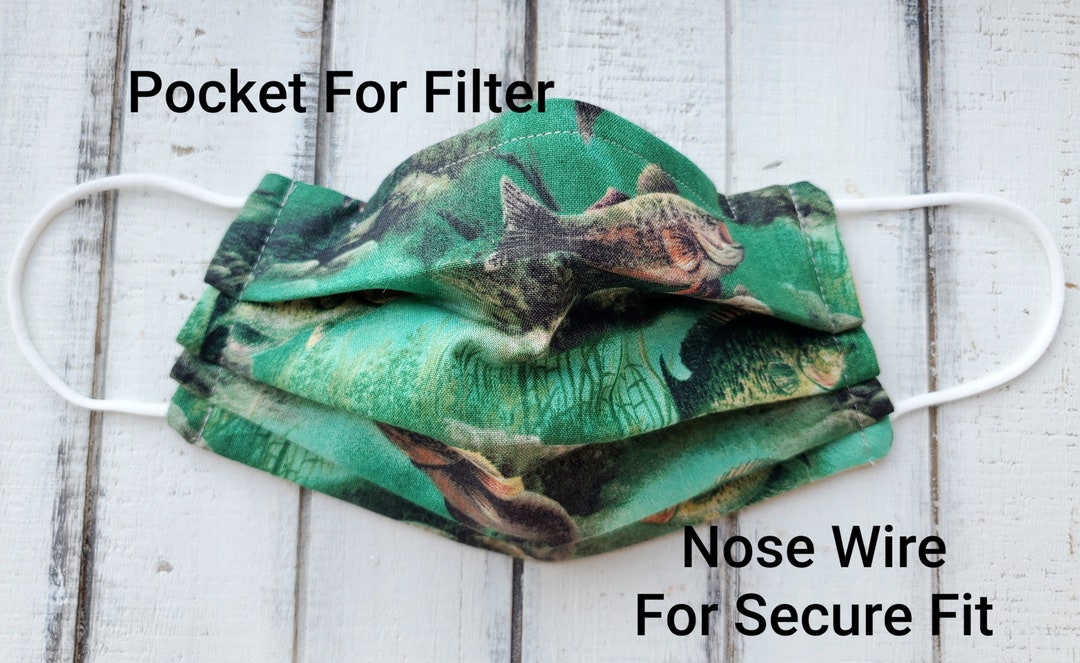 Green Fish 100% Washable Triple Layer Cotton Face Mask With Nose Wire ...