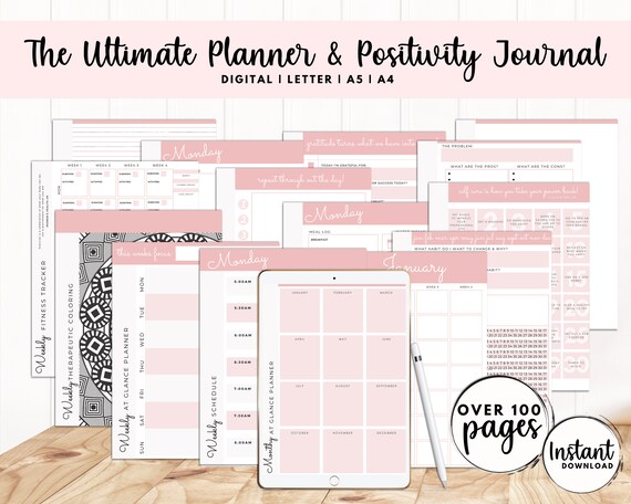 The Ultimate Planner & Positivity Journal Digital Planners | Etsy