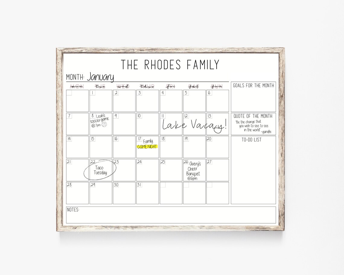 Personalized Family Calendar | Digital Printable - Etsy