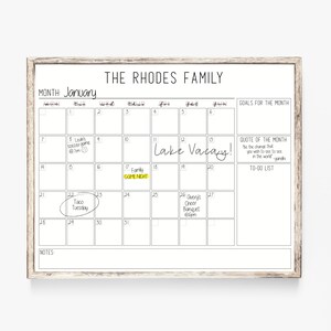 Personalized Family Calendar | Digital Printable - Etsy