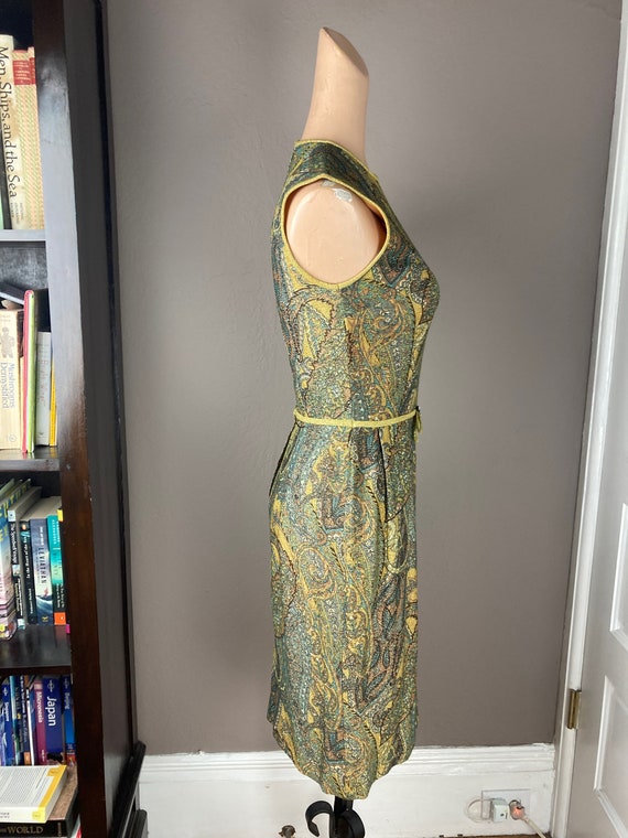1960s Minx Modes Metallic Paisley Print Mod Cocktail … - Gem