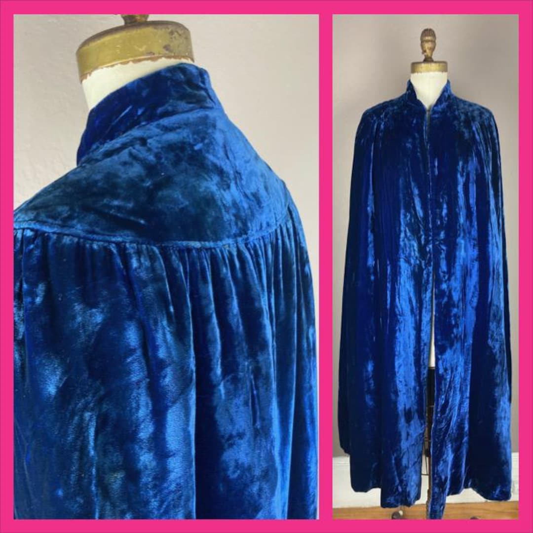1940s Long Blue Velvet Cape Vintage Formal Cape as is Lining - Etsy
