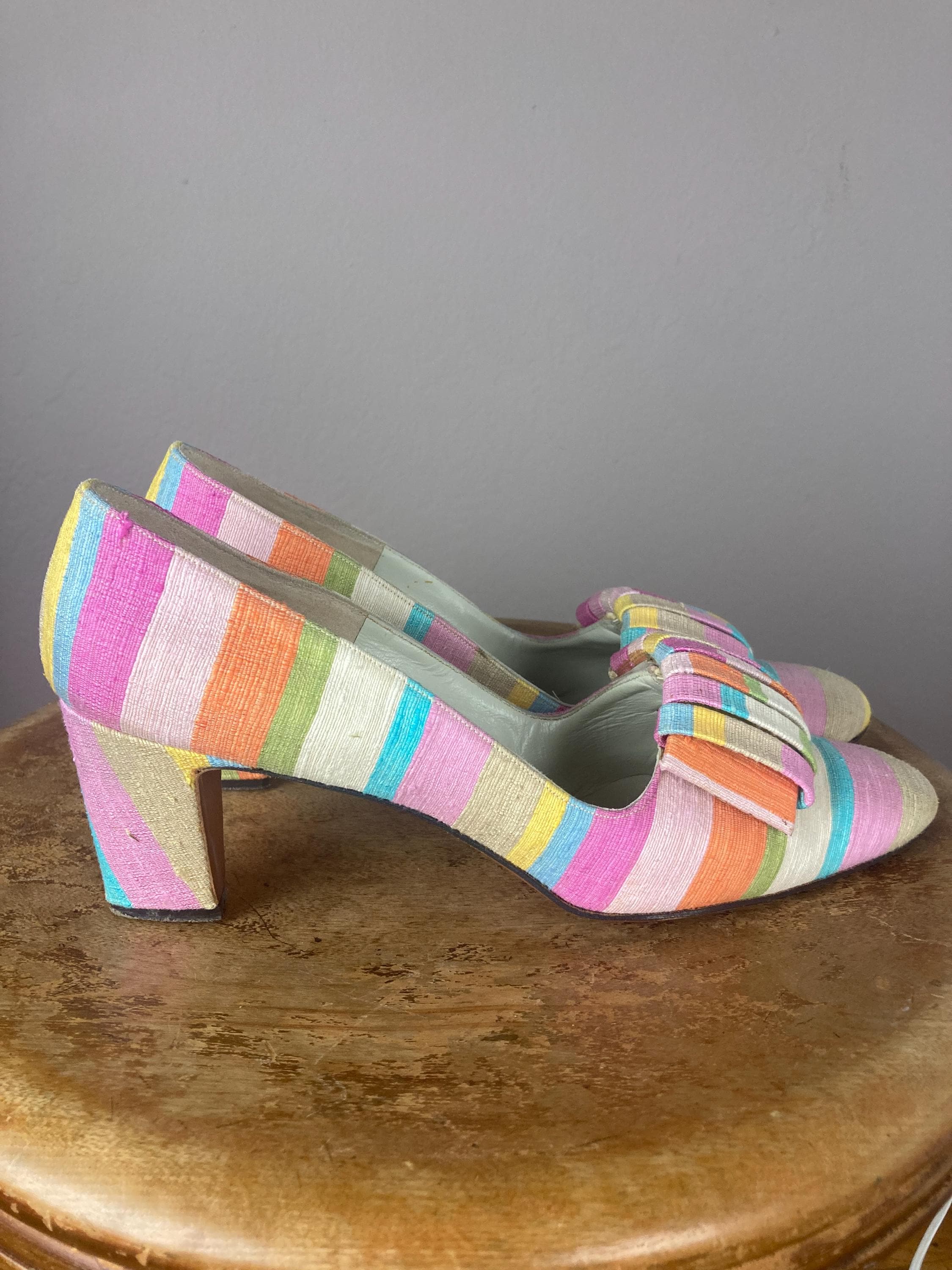 1960s Dominic Romano Pastel Fabric Easter Shoes - Size 8 1/2 - Minor ...