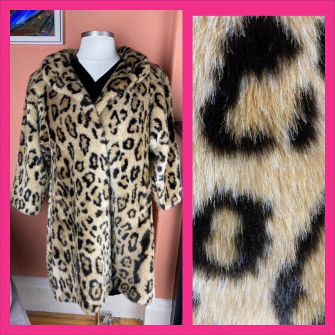 1980s Leopard Print Faux Fur Coat Volup XL - Etsy