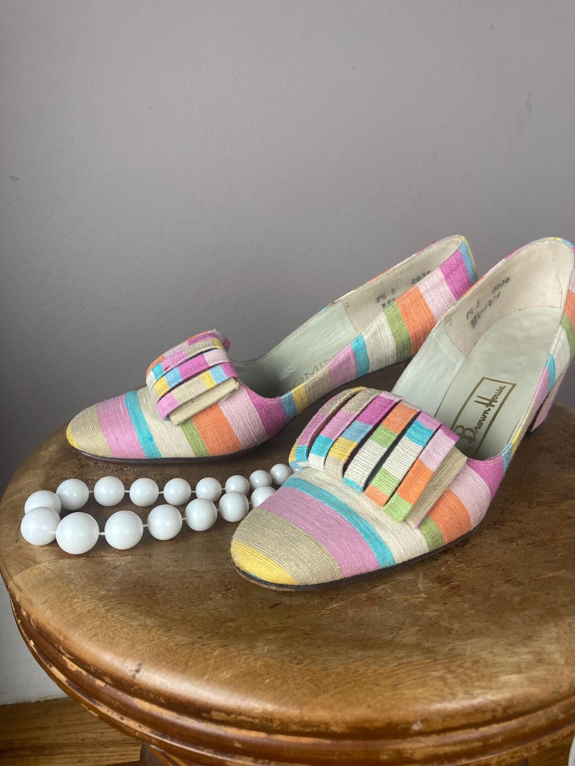 1960s Dominic Romano Pastel Fabric Easter Shoes - Size 8 1/2 - Minor ...