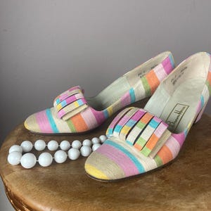1960s Dominic Romano Pastel Fabric Easter Shoes - Size 8 1/2 - Minor ...