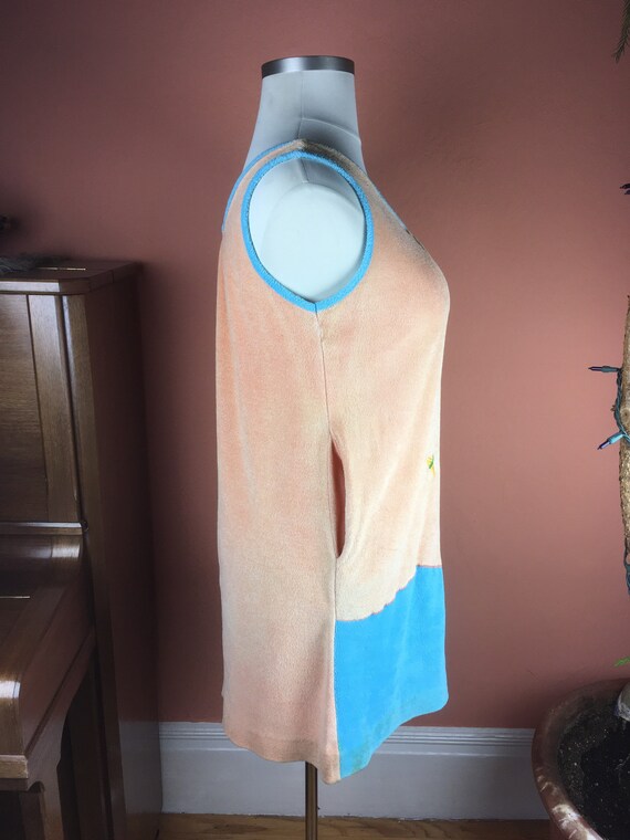 1960s / 1970s Frog Themed Stretch Terry Cloth Dress -… - Gem