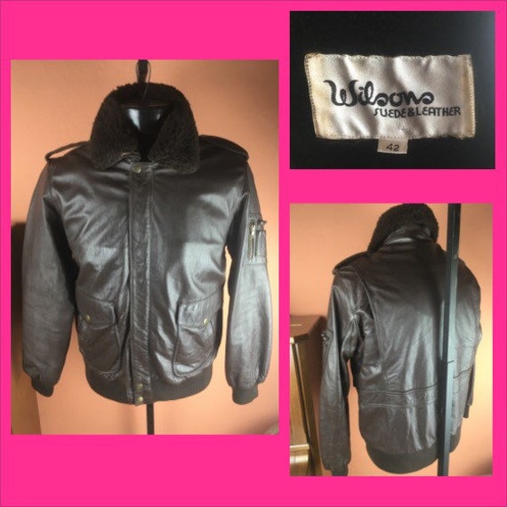 1980s Wilson’s Leather Bomber Jacket - Top Gun Flight… - Gem