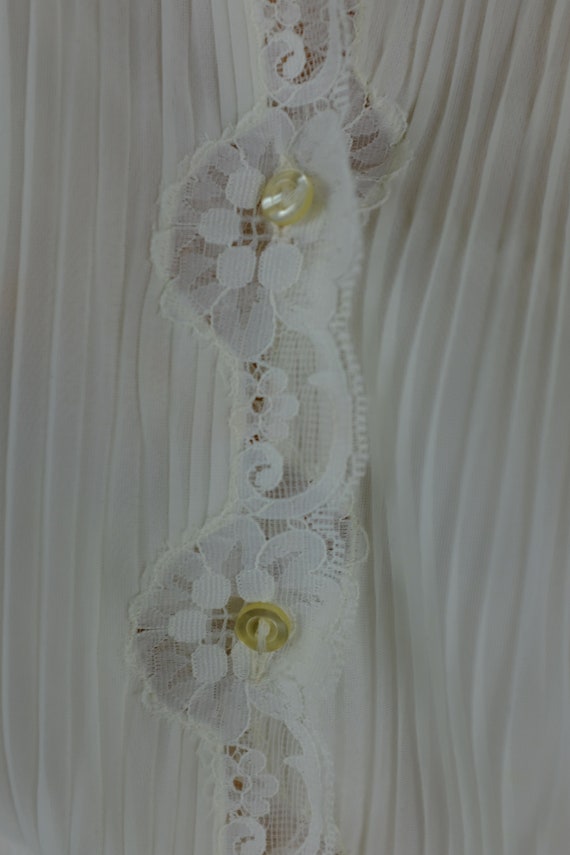 1960s Cream Neo-Edwardian Blouse with Ruffles and Lace - Gem