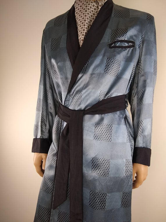 Stunning 1950s Modern Print Smoking Robe/Dressing Gow… - Gem