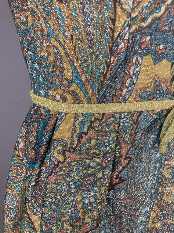 1960s Minx Modes Metallic Paisley Print Mod Cocktail … - Gem