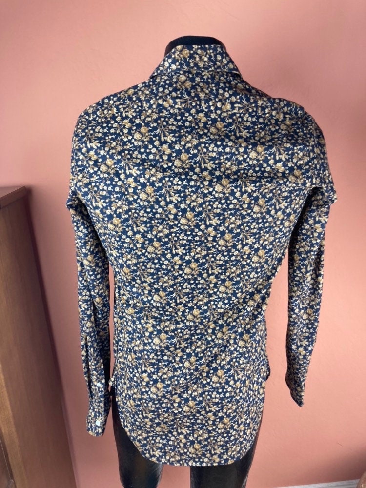 1970s Louis Féraud Floral Dress Shirt Extra Small - Etsy