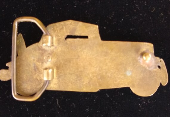 Vintage 1940s Car Brass Belt Buckle - Gem