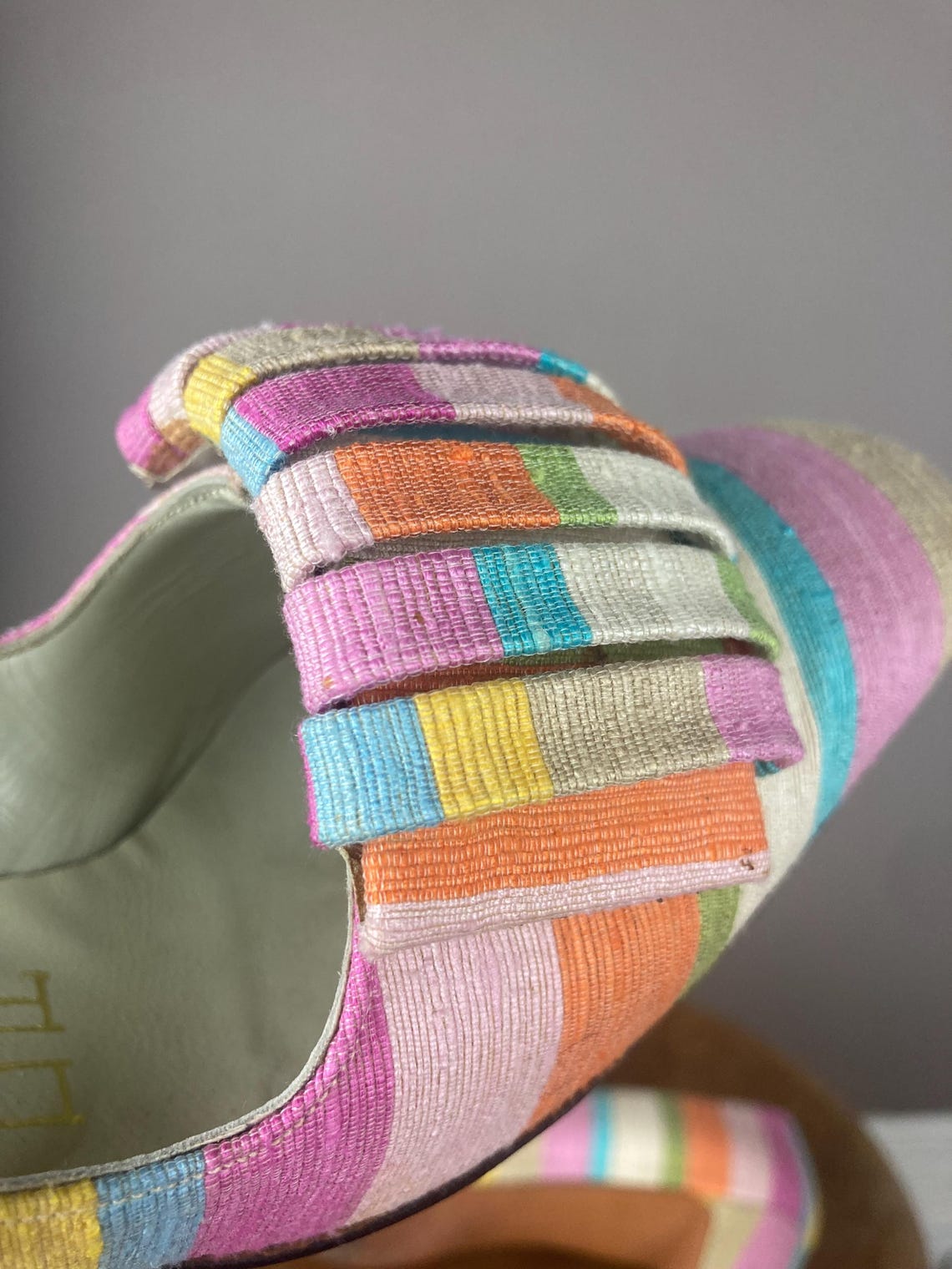1960s Dominic Romano Pastel Fabric Easter Shoes - Size 8 1/2 - Minor ...
