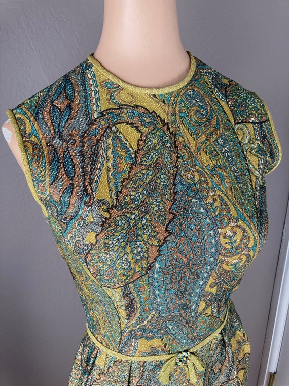 1960s Minx Modes Metallic Paisley Print Mod Cocktail … - Gem