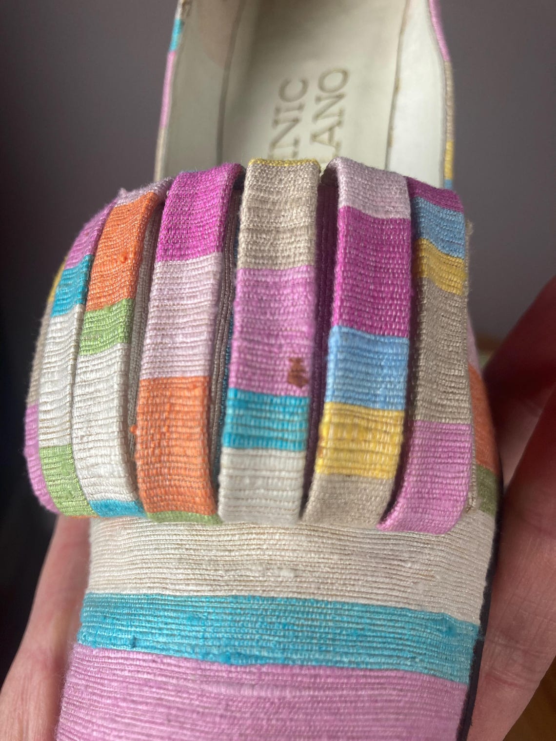 1960s Dominic Romano Pastel Fabric Easter Shoes - Size 8 1/2 - Minor ...