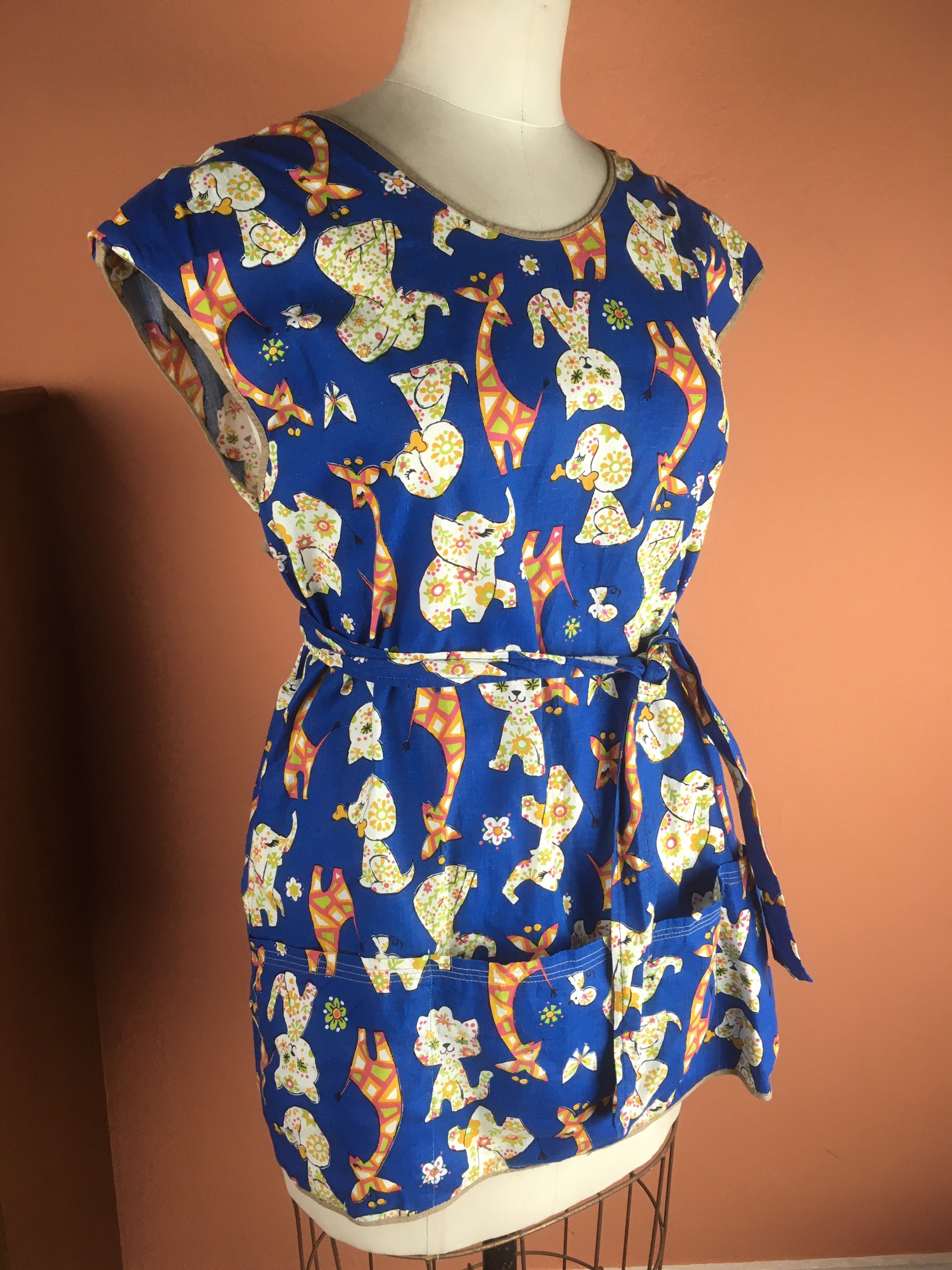 1960s Cotton Animal Print Artist Smock - Etsy