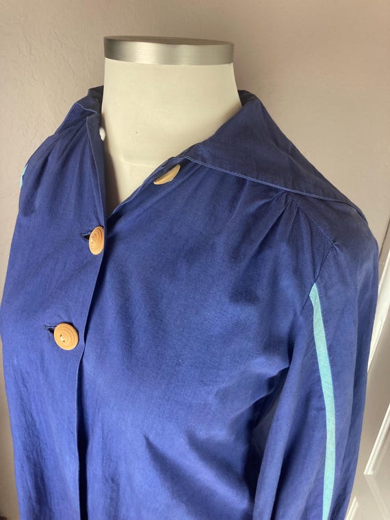 1940s Navy Smock with Folk Appliqué Pocket Design - M… - Gem