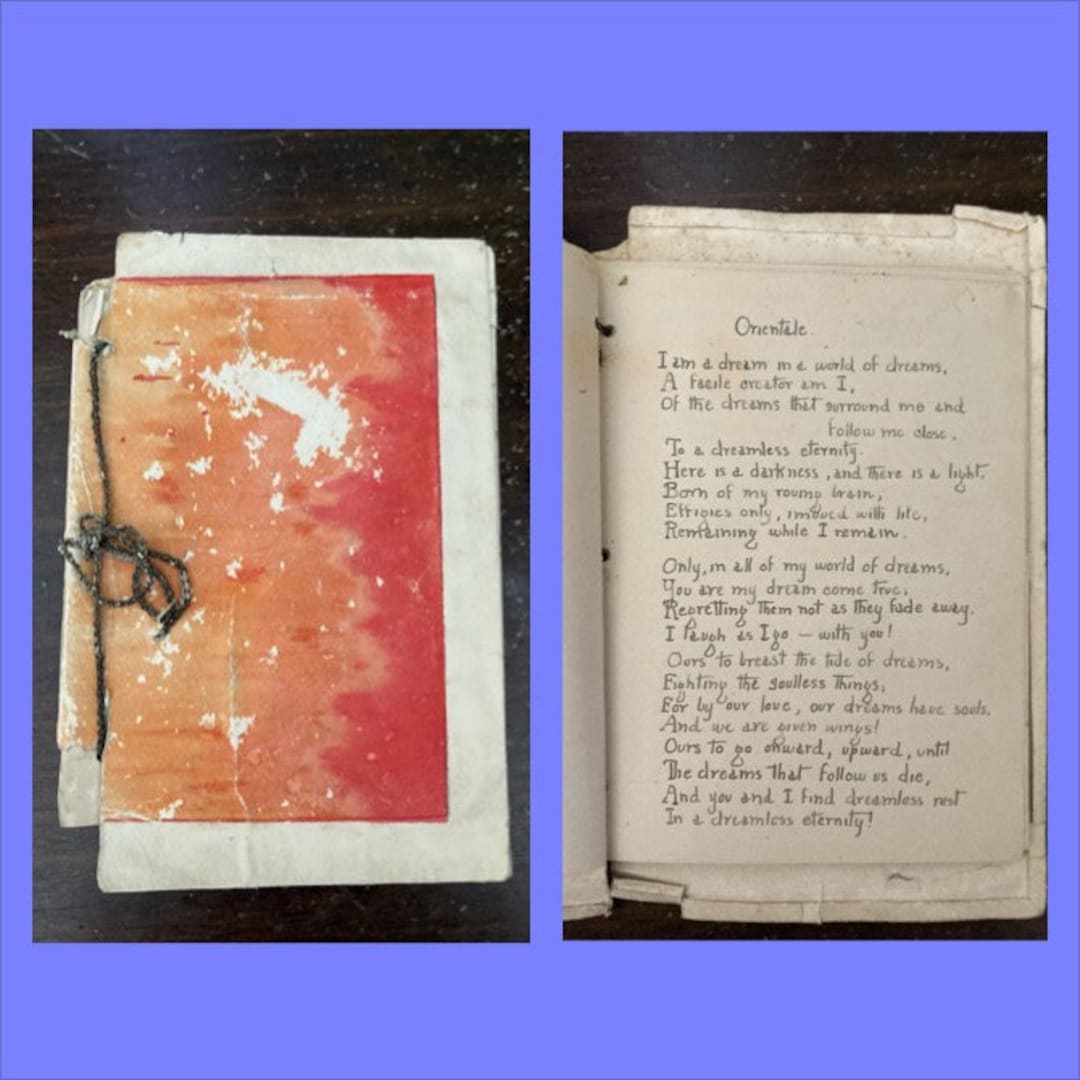 1920s Vintage Handwritten Poetry Journal Antique Handmade Book of Poems ...
