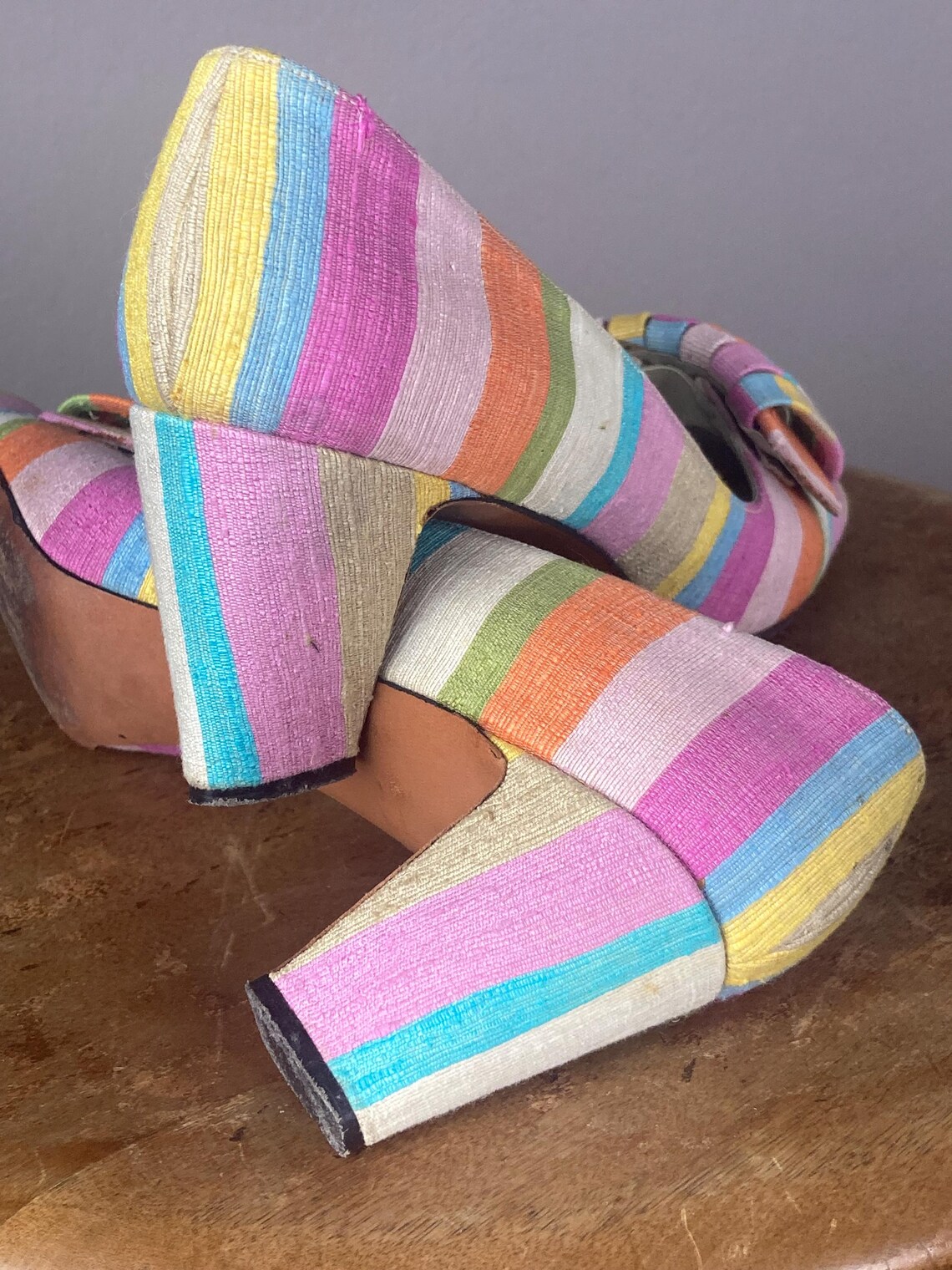 1960s Dominic Romano Pastel Fabric Easter Shoes - Size 8 1/2 - Minor ...