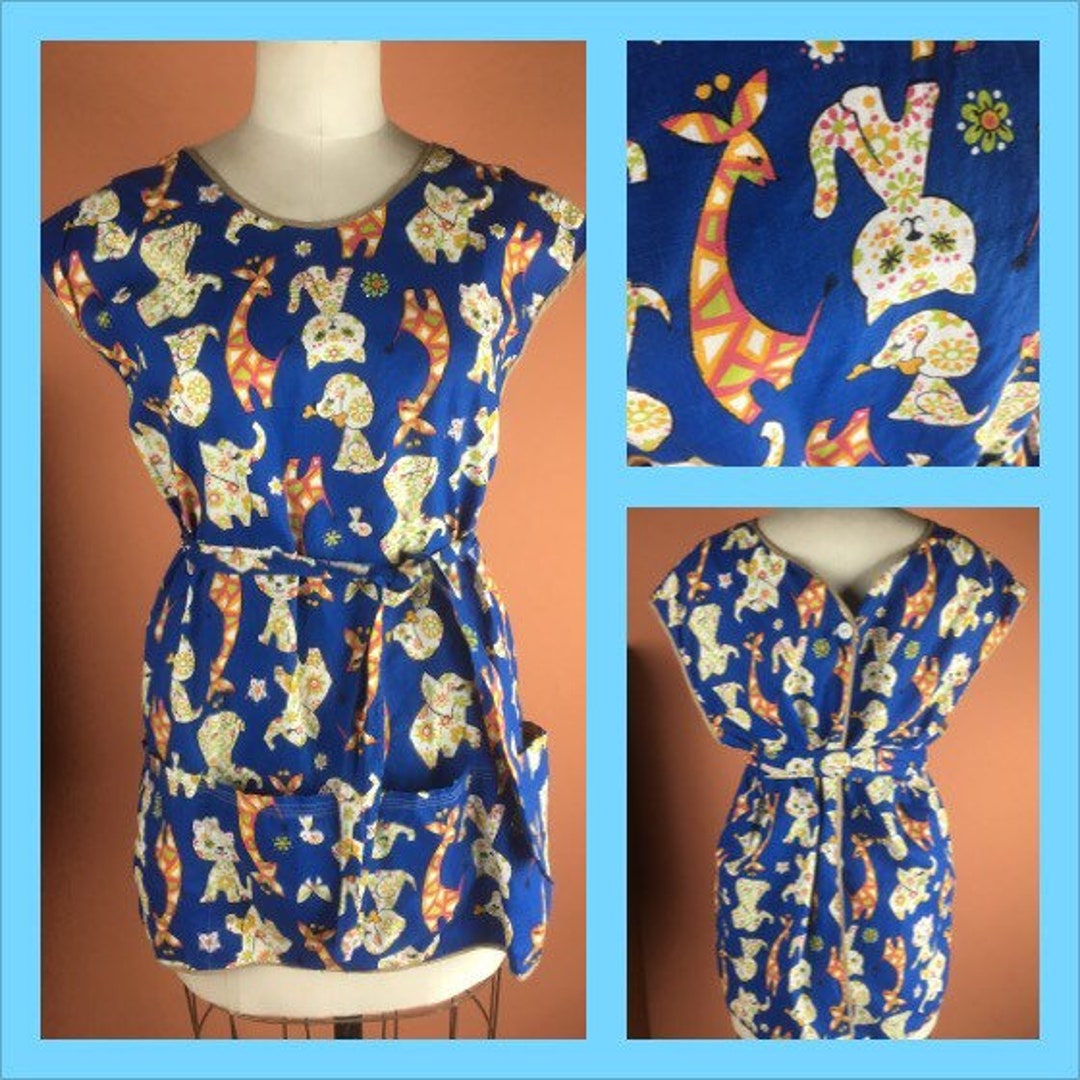 1960s Cotton Animal Print Artist Smock - Etsy