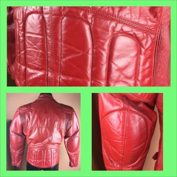 1980s Wilsons Red Leather Motorcycle Jacket - Small - Gem