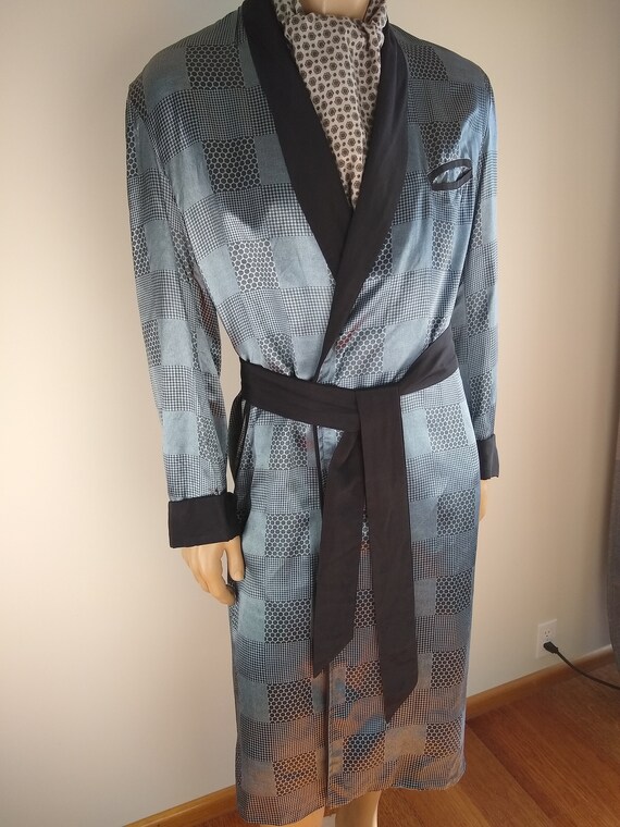 Stunning 1950s Modern Print Smoking Robe/Dressing Gow… - Gem