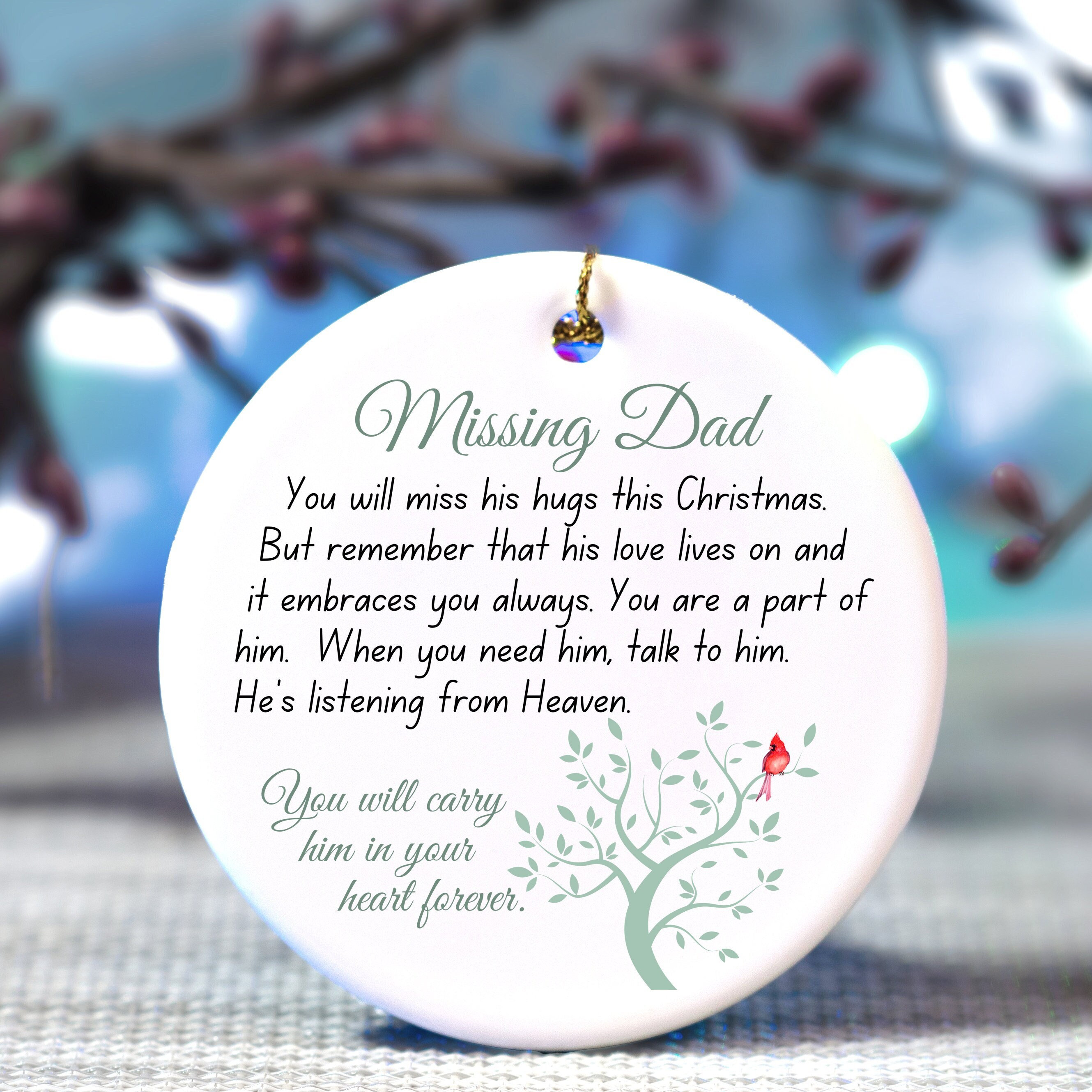 Missing Dad Christmas Ornament, Father Memorial Gift, Christmas in ...