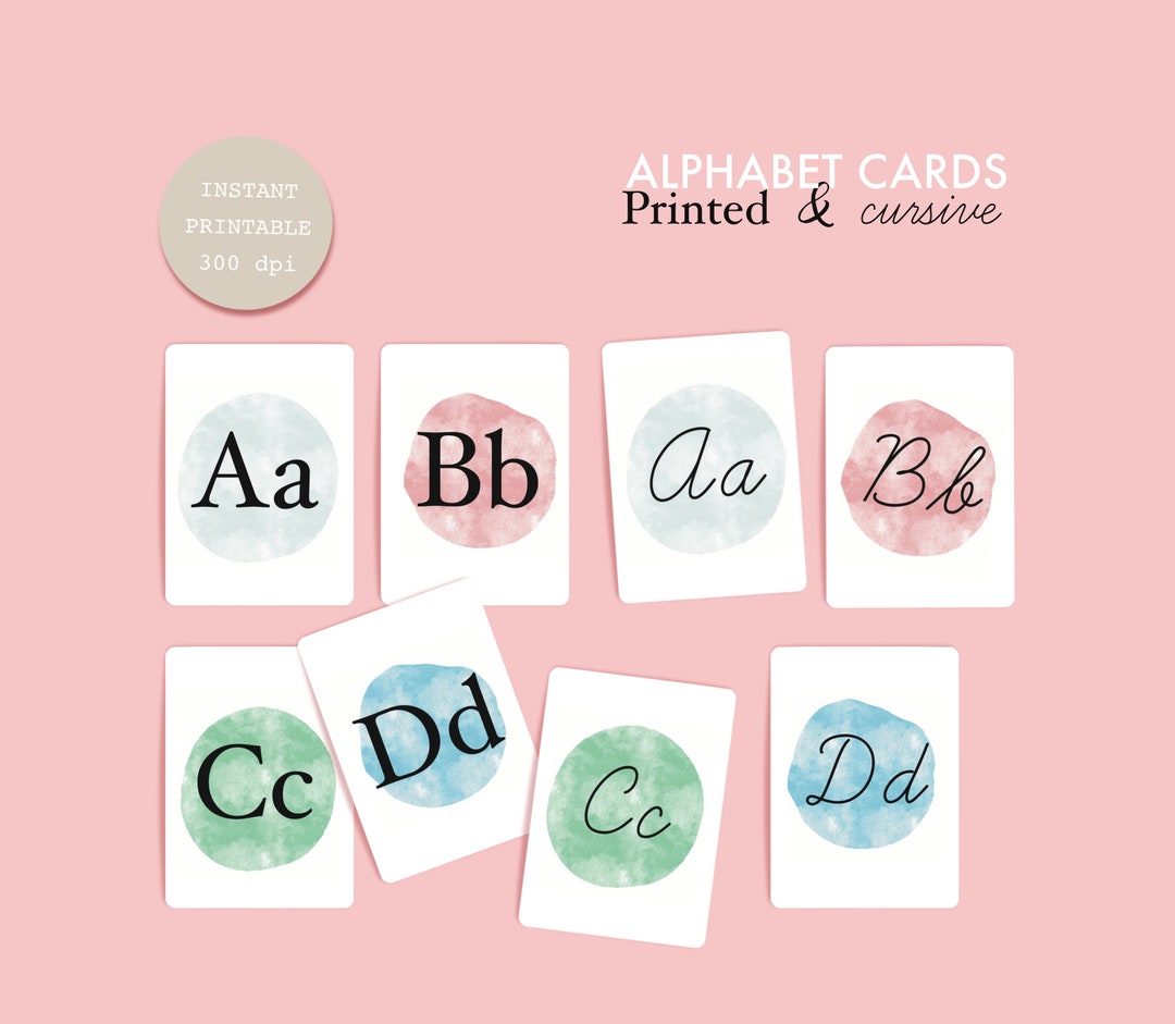 FLASHCARDS WITH LETTERS in print and cursive Montessori - Etsy España