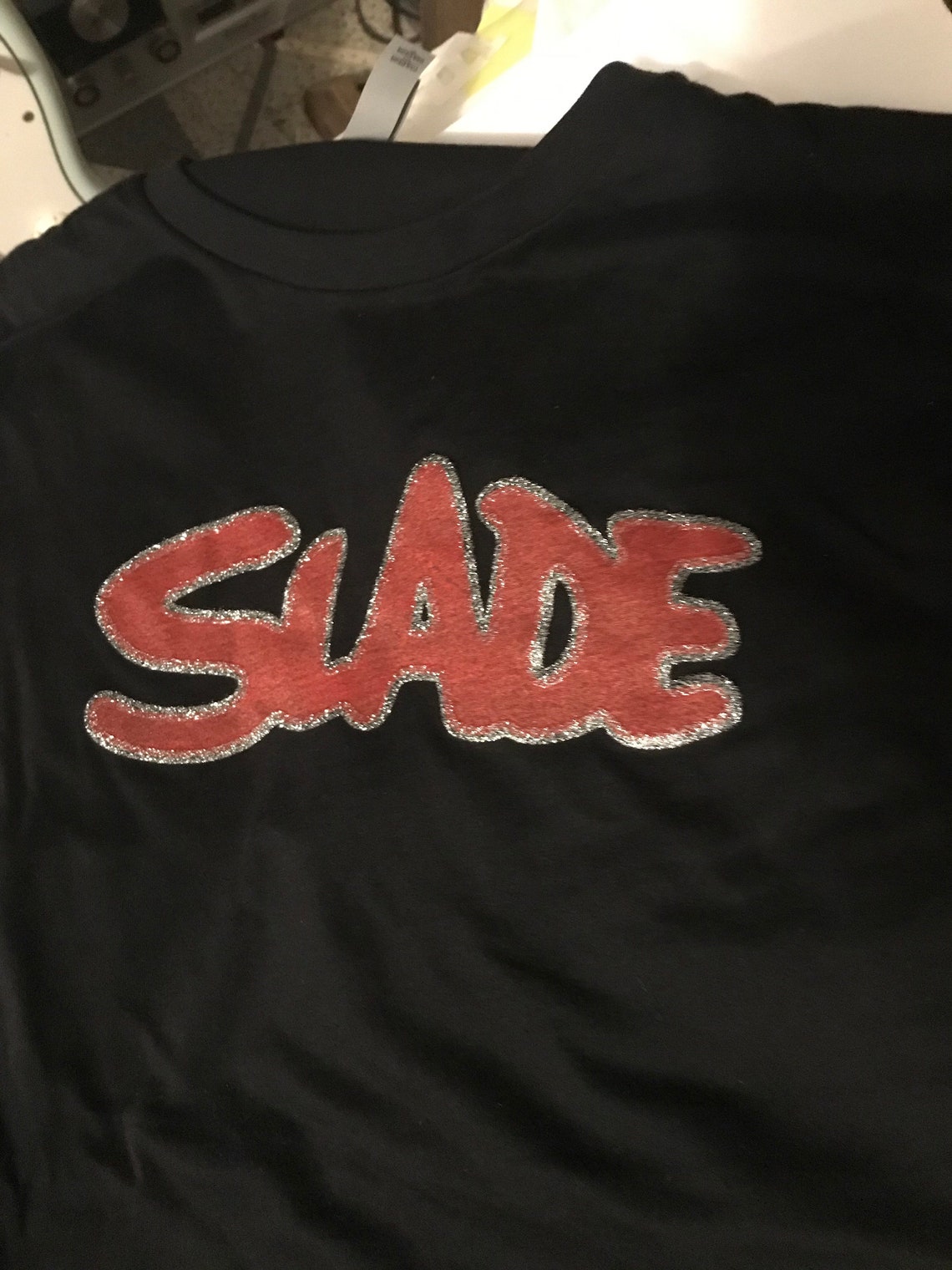 Slade T-shirt. Glam Rock Tee With Red Ink Outlined With Silver Glitter ...