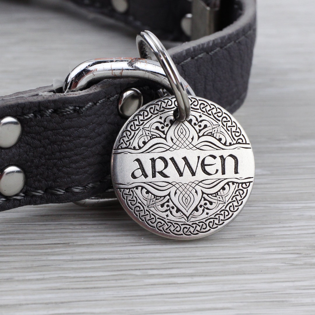 Personalized Pet Tag - Elven Scrollwork With Celtic Border - Custom Dog ...