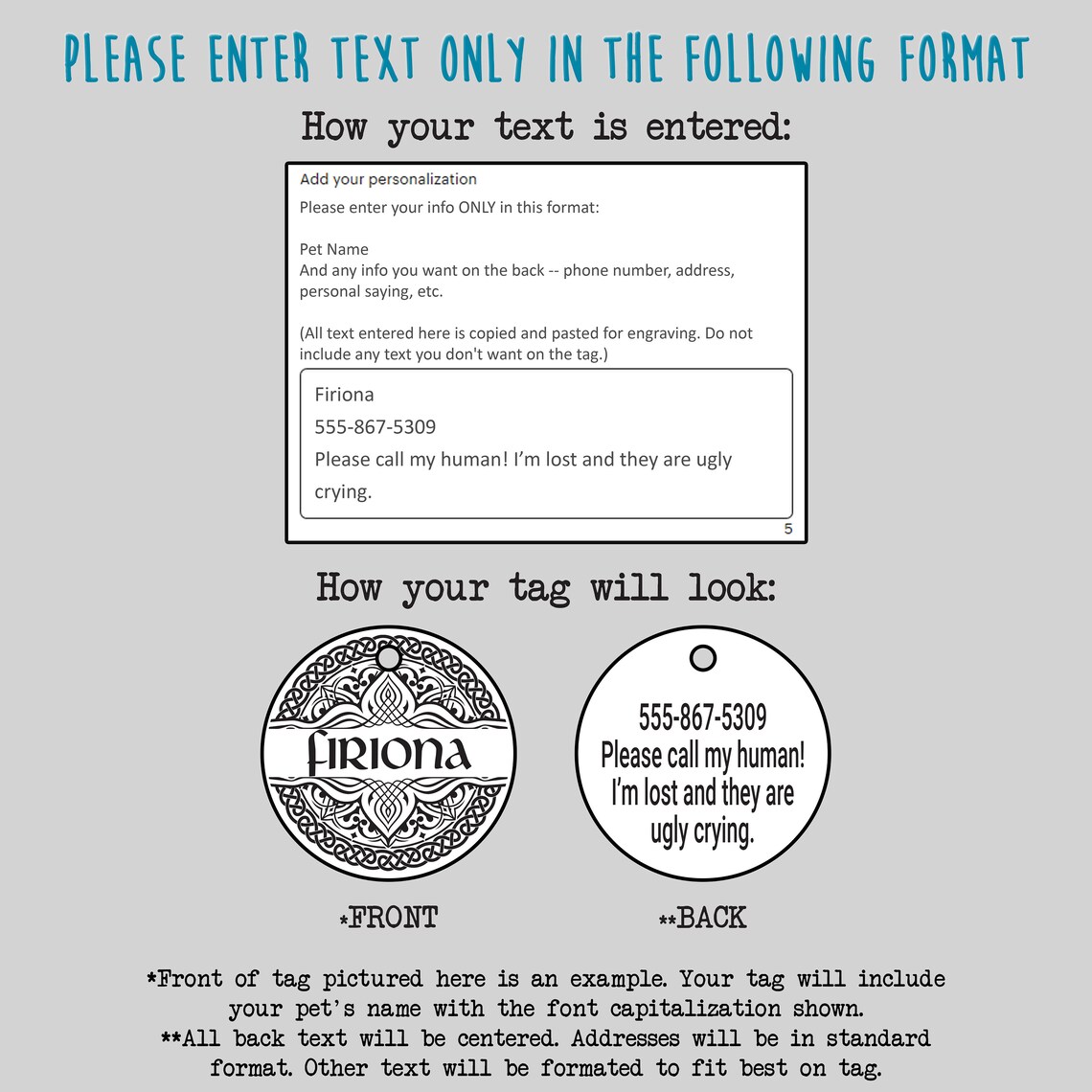 Personalized Pet Tag Elven Scrollwork With Celtic Border - Etsy