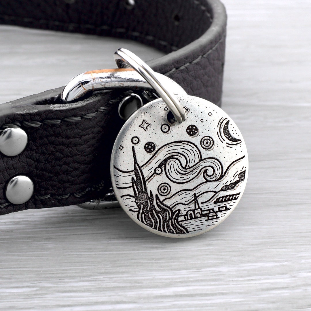 Personalized Pet Tag - Starry Night - Custom Dog Cat Identification ...